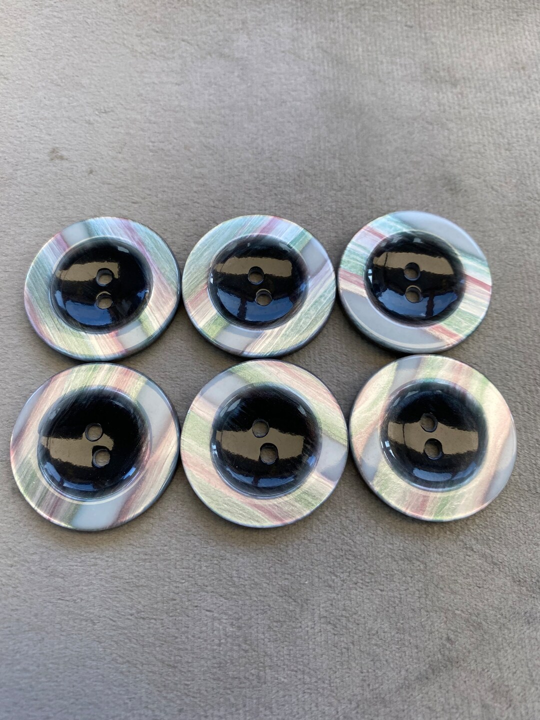 Iridescent Buttons Grey Border Design 29mm a Set of 6 - Etsy