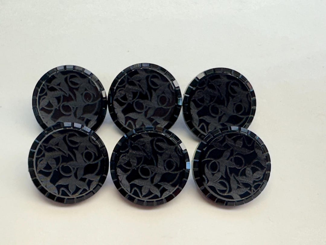 Black Buttons 19mm a Set of Six Textured Glossy Finish - Etsy
