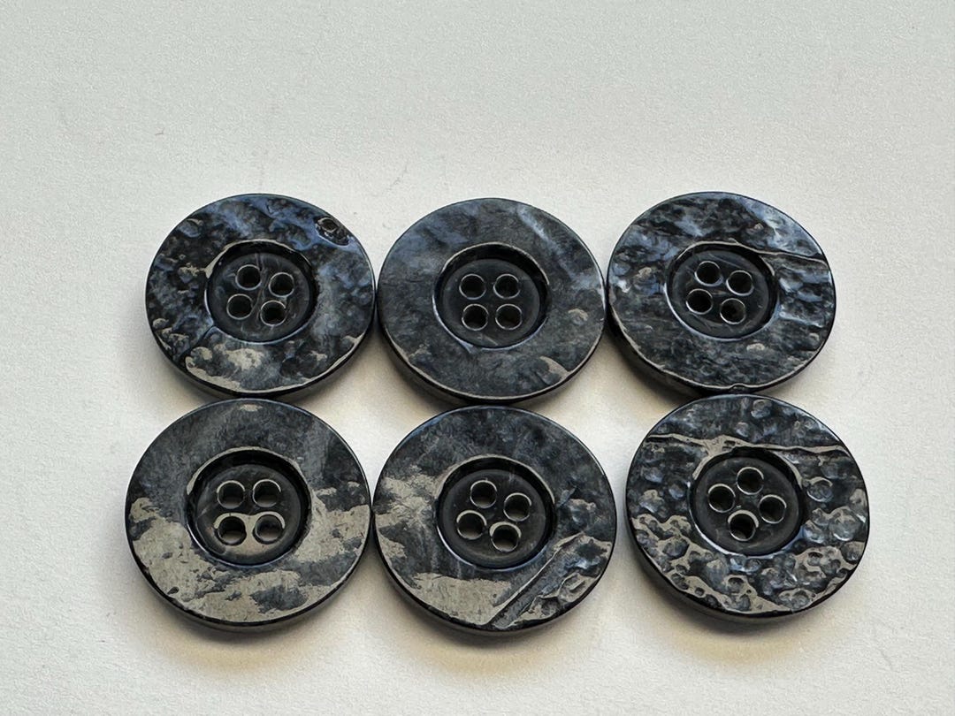 Black Buttons 22mm Sew-through With Grey Detail a Set of Six - Etsy UK