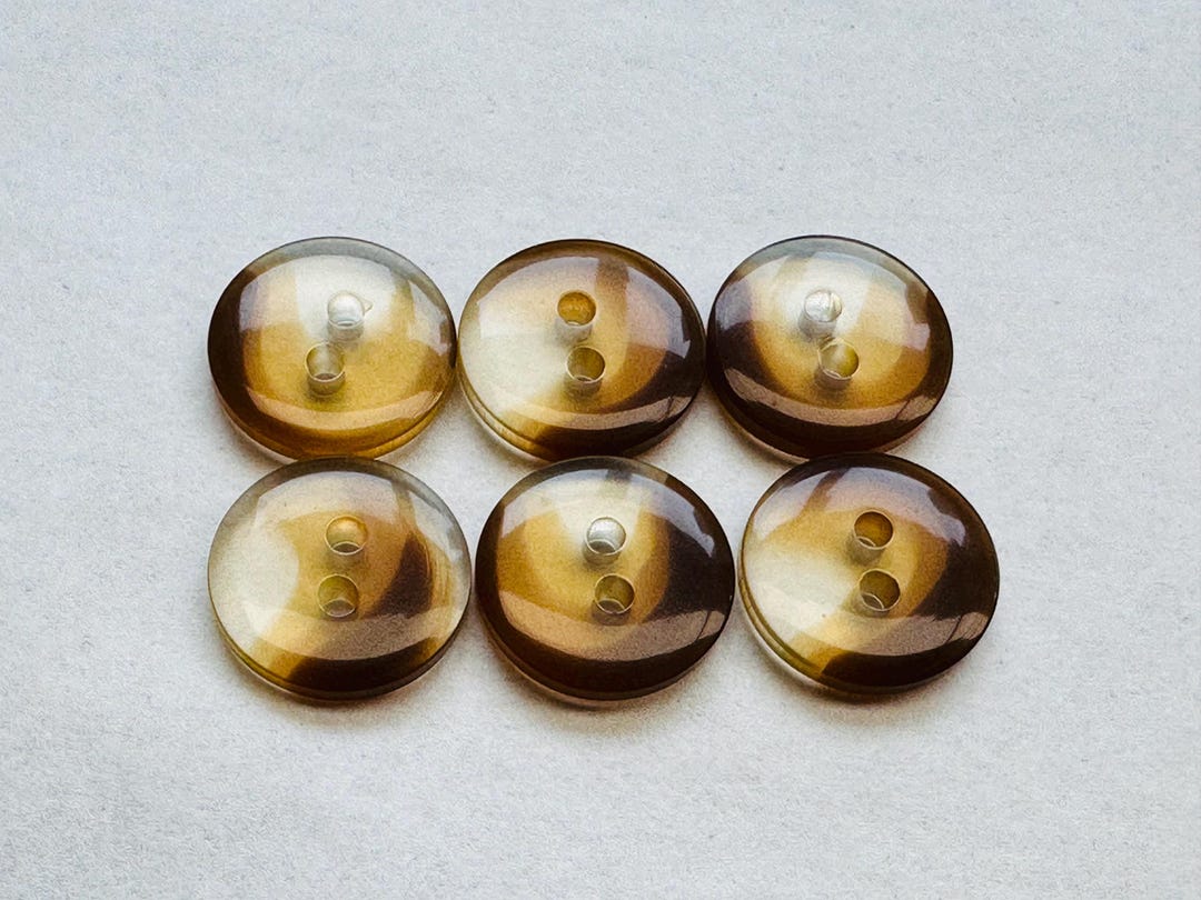 Brown Buttons 15mm a Set of Six With a Transparent Ombre Finish - Etsy