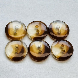 Brown Buttons 15mm a Set of Six With a Transparent Ombre Finish - Etsy