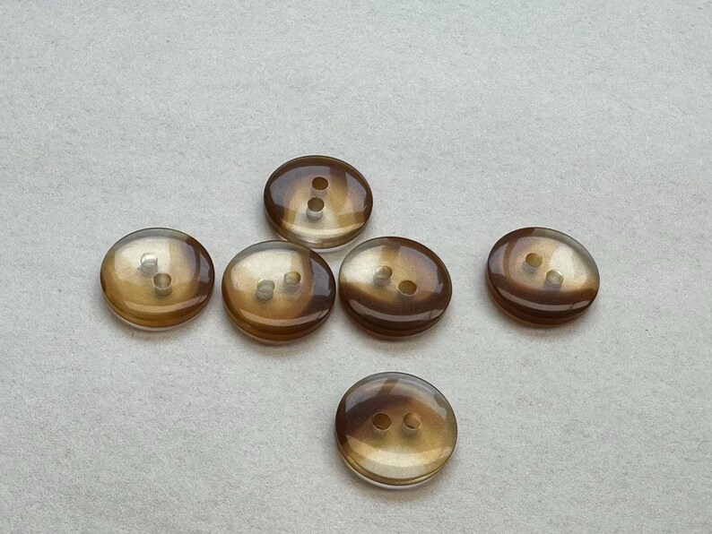 Brown Buttons 15mm a Set of Six With a Transparent Ombre Finish - Etsy