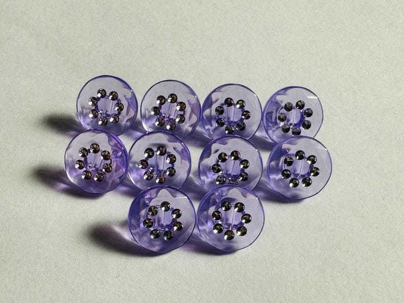 Lilac Transparent Buttons: Silver-tone Detail, 12mm (set of Ten - Etsy