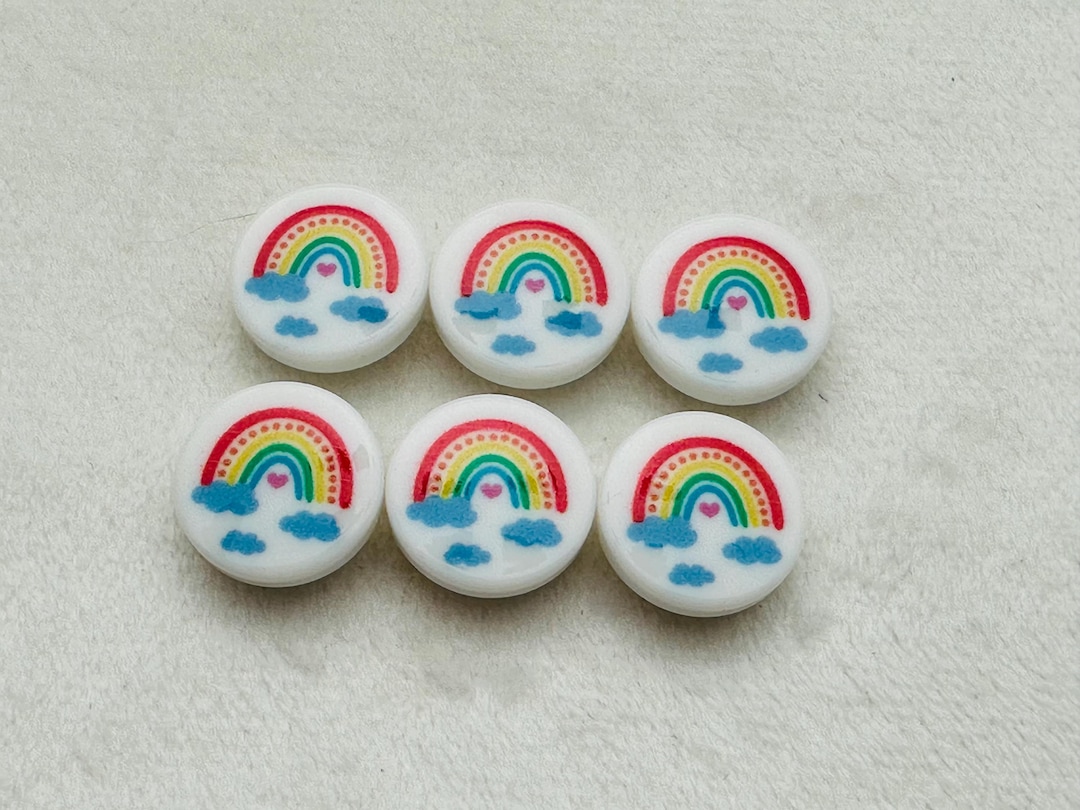 Rainbow Picture Buttons 15mm : Bright Colorful Flat Shank (set of Six ...