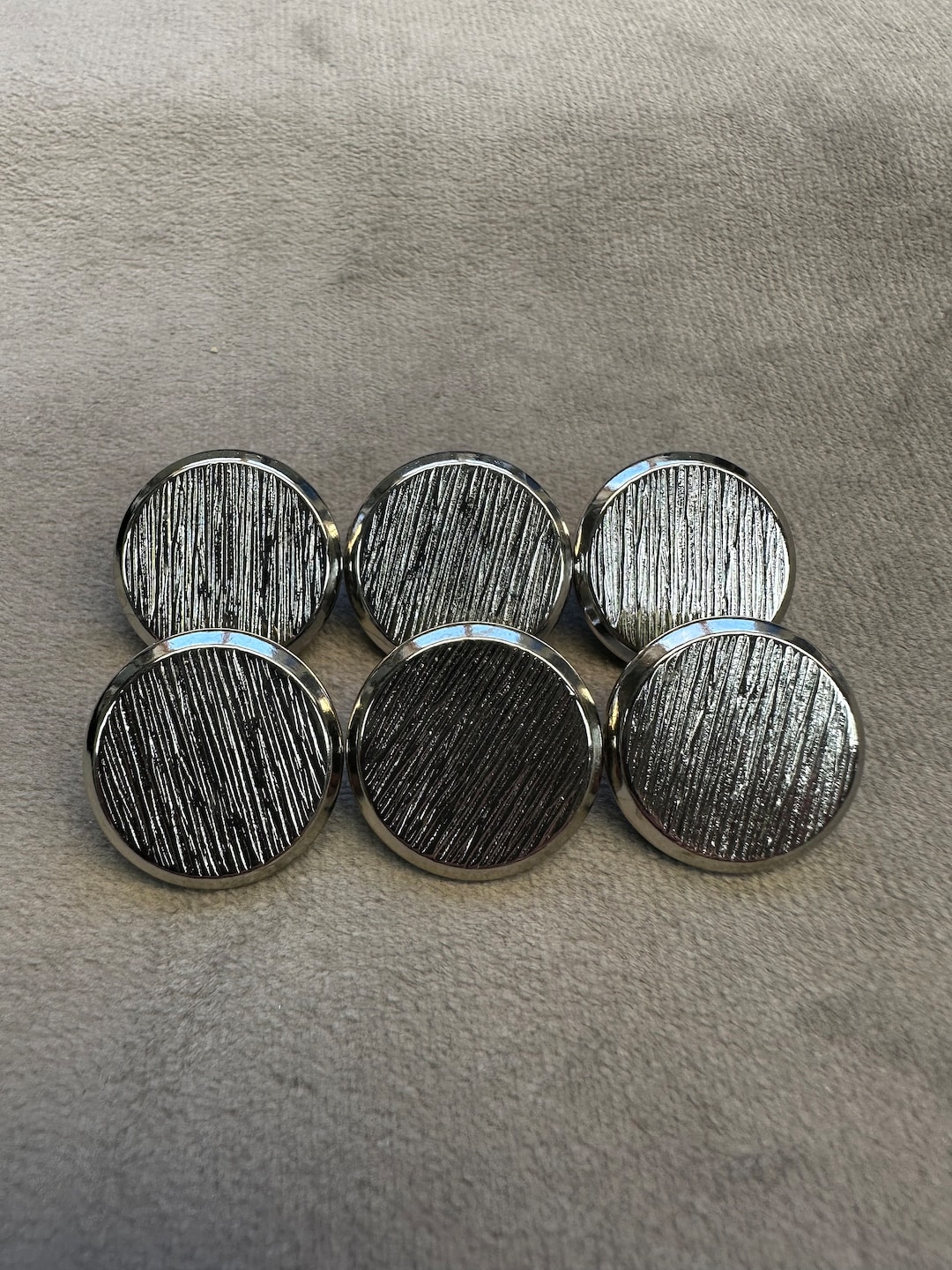Metal Blazer Buttons in a Silver-tone Textured Design 20mm a Set of 6 ...