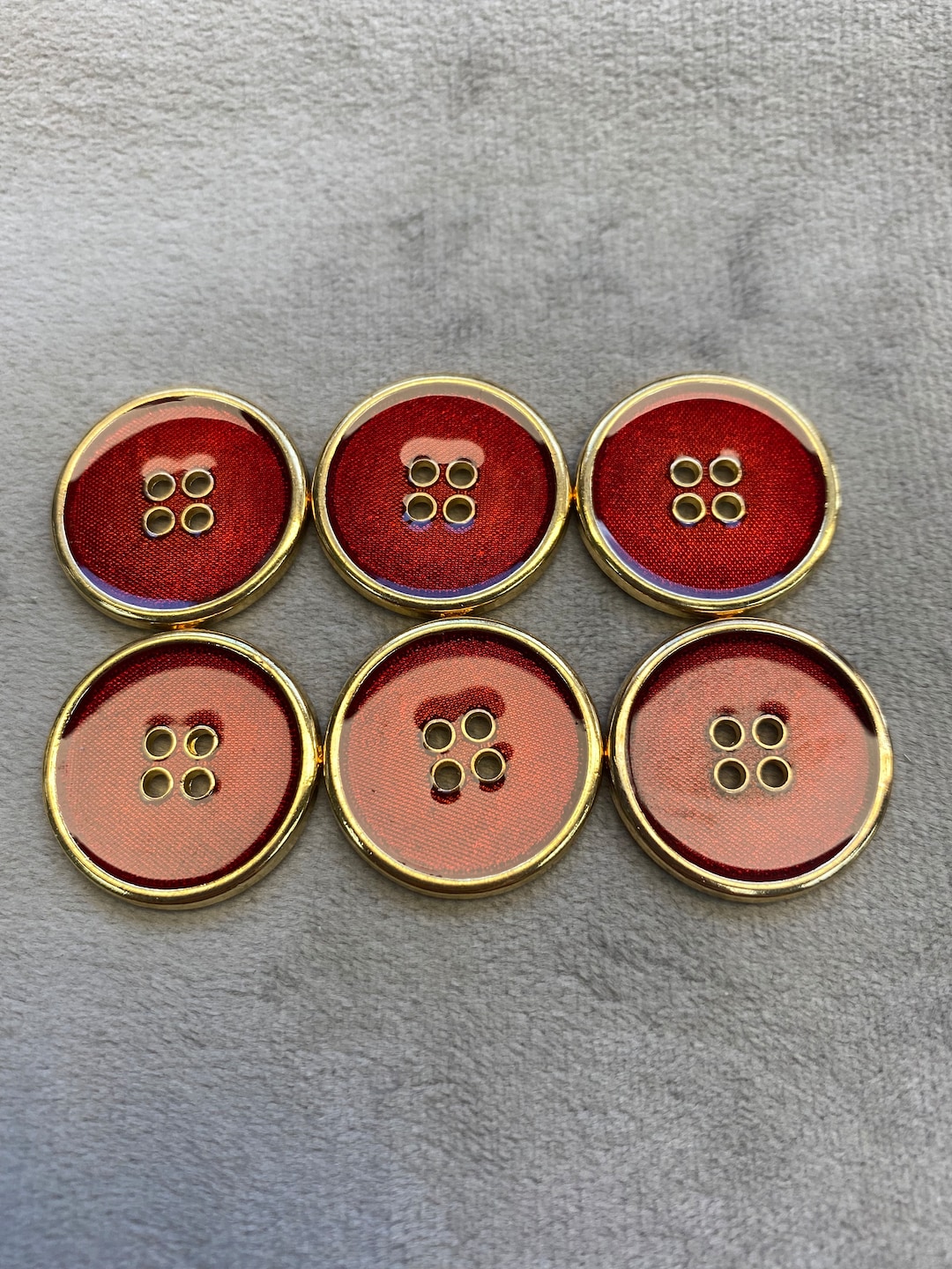 Enamel Buttons Red and Gold-tone Metal 22mm a Set of 6 - Etsy