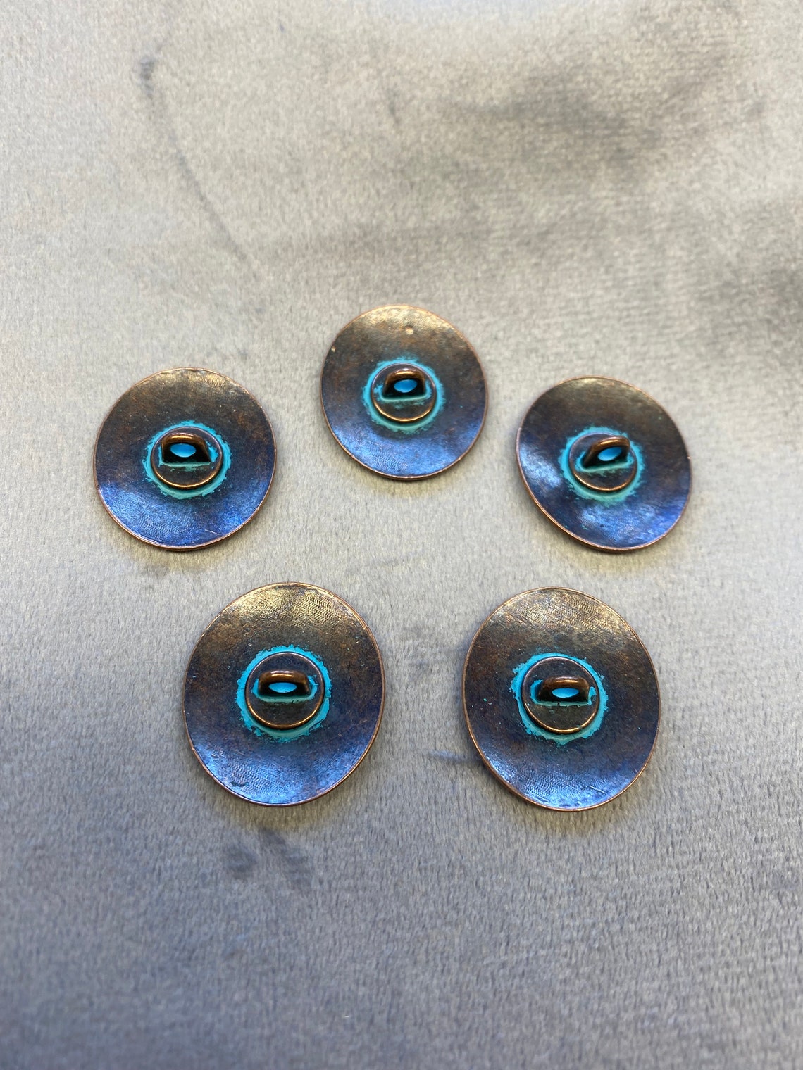 Metal Buttons Copper Tone and Turquoise 21mm a Set of 5 - Etsy