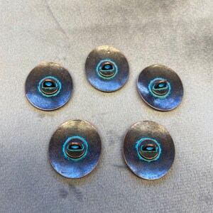 Metal Buttons Copper Tone and Turquoise 21mm a Set of 5 - Etsy