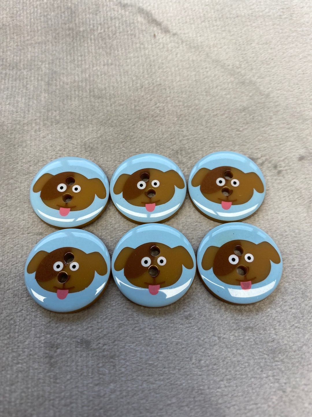 Dog Buttons Blue Background 18mm a Set of 6 - Etsy