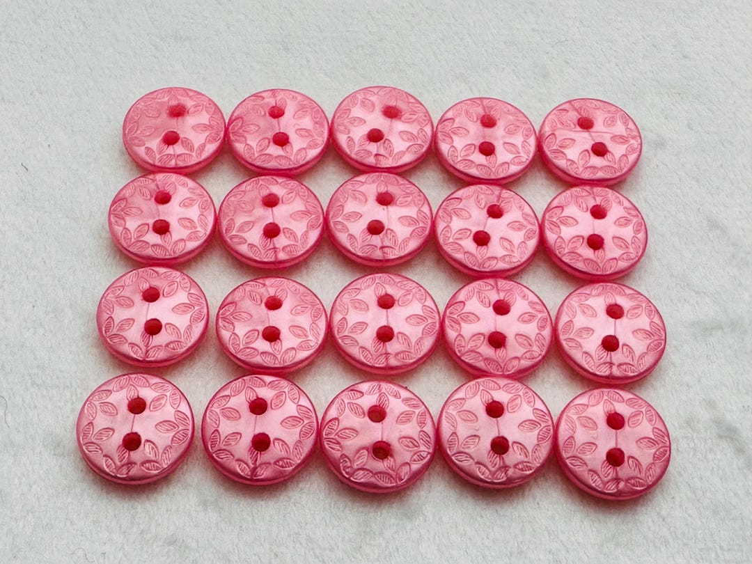 Light Pink Buttons 12mm a Set of Twenty Etched Leaf Design - Etsy