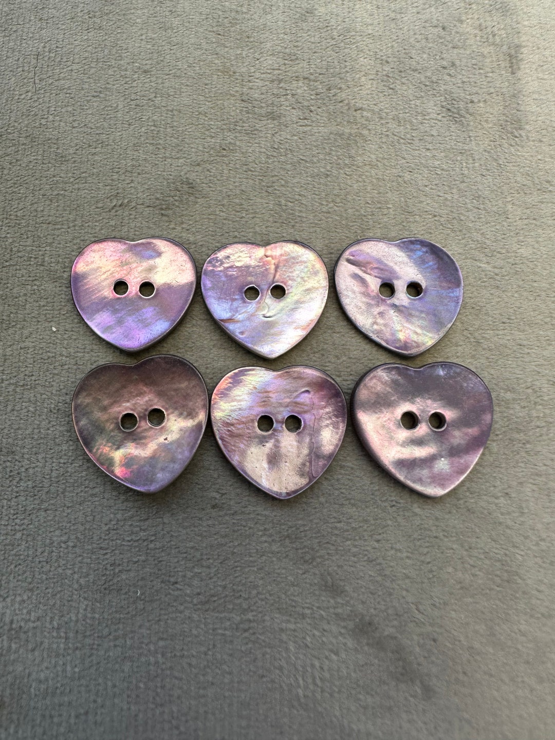 Shell Buttons Lilac Heart Design 19mm a Set of 6 - Etsy