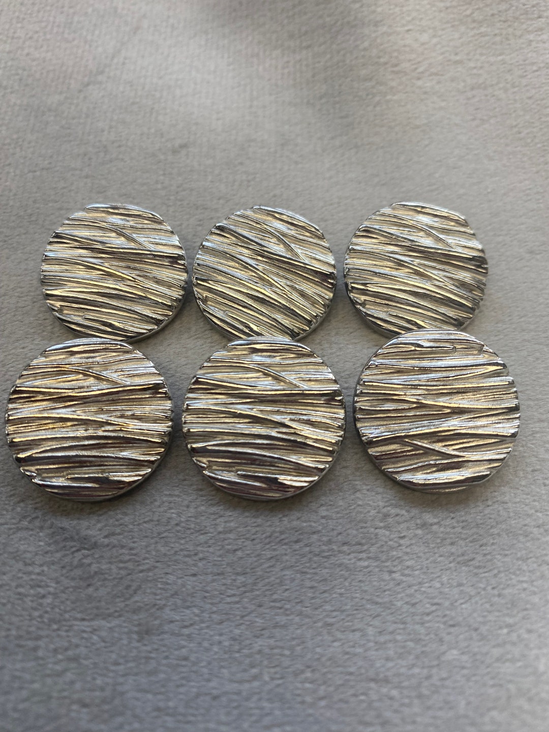 Metal Buttons Silver Tone Textured Design19mm a Set of 6 - Etsy UK
