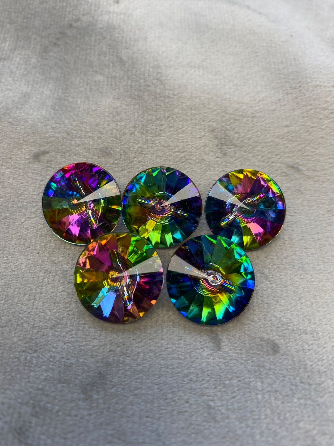 Iridescent Buttons in Rainbow Gem Effect 18mm a Set of 5 - Etsy
