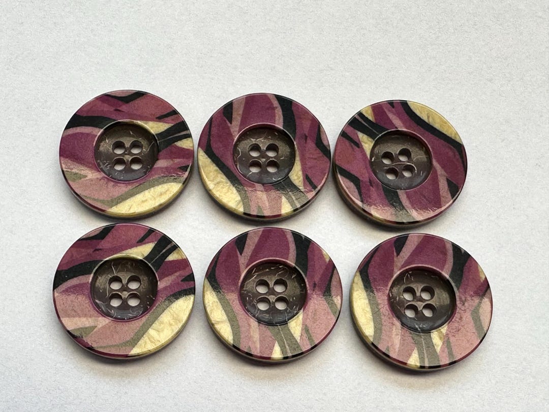 Purple Buttons 23mm Wave Design Sew-through a Set of Six - Etsy