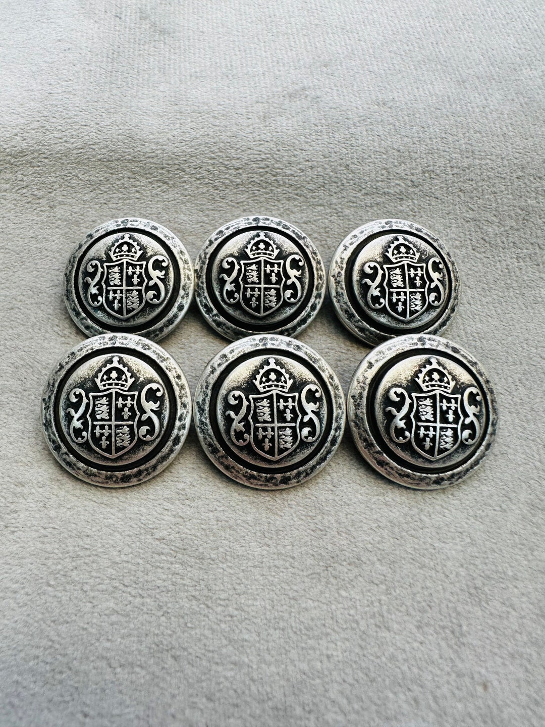 Blazer Buttons Aged-silver Tone Metal 23mm a Set of 6 - Etsy