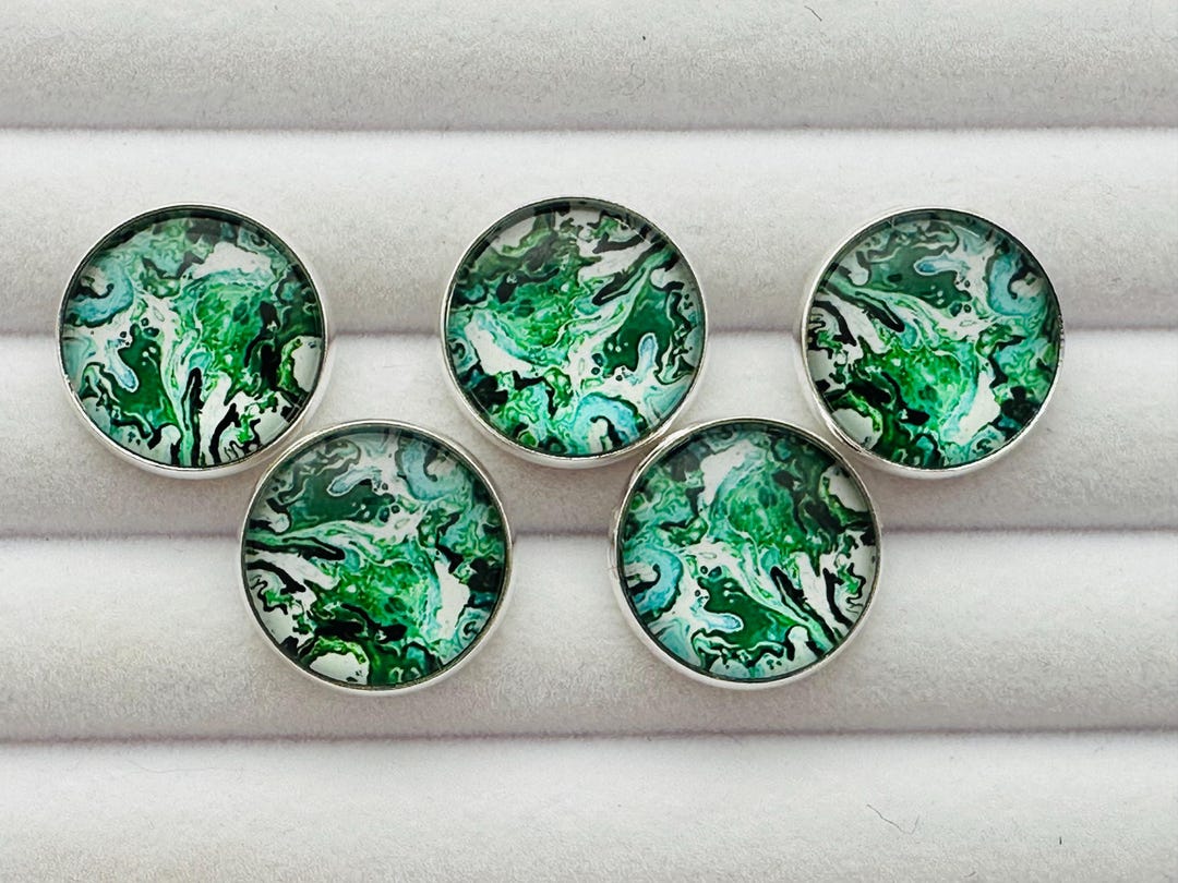 Green Buttons 22mm a Set of Five Glass and Metal for Jackets, Knitwear ...