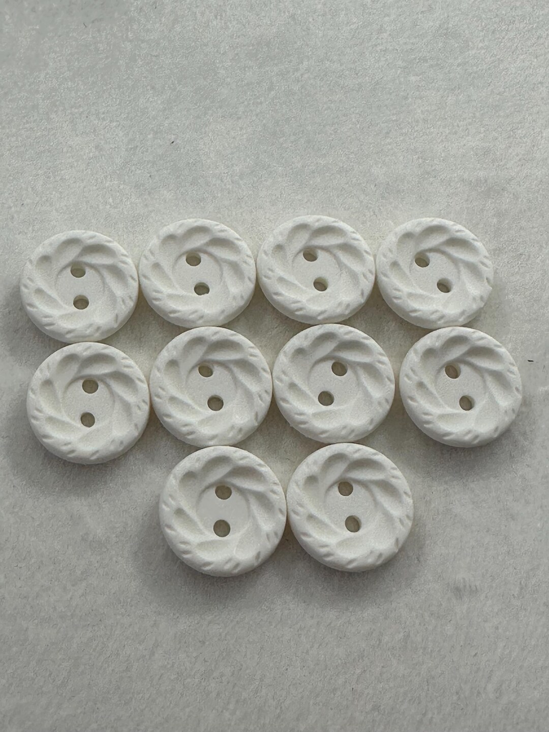 White Buttons 15mm a Set of 10 With a Matt Sculpted Effect - Etsy
