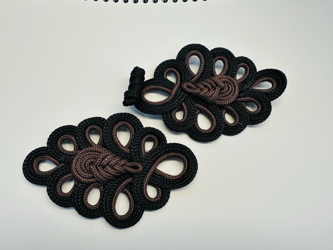 Frog Fastener Black & Brown 220mm – Statement Coat Closure – Decorative ...