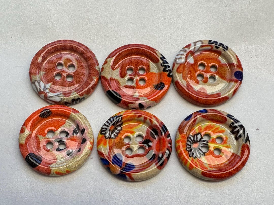 Orange Flower Buttons 20mm a Set of Six Coated Metal Design - Etsy