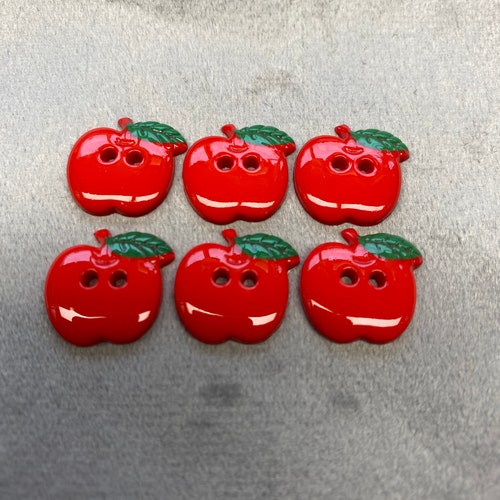 Red Apple Buttons 16mm a Set of 6 - Etsy