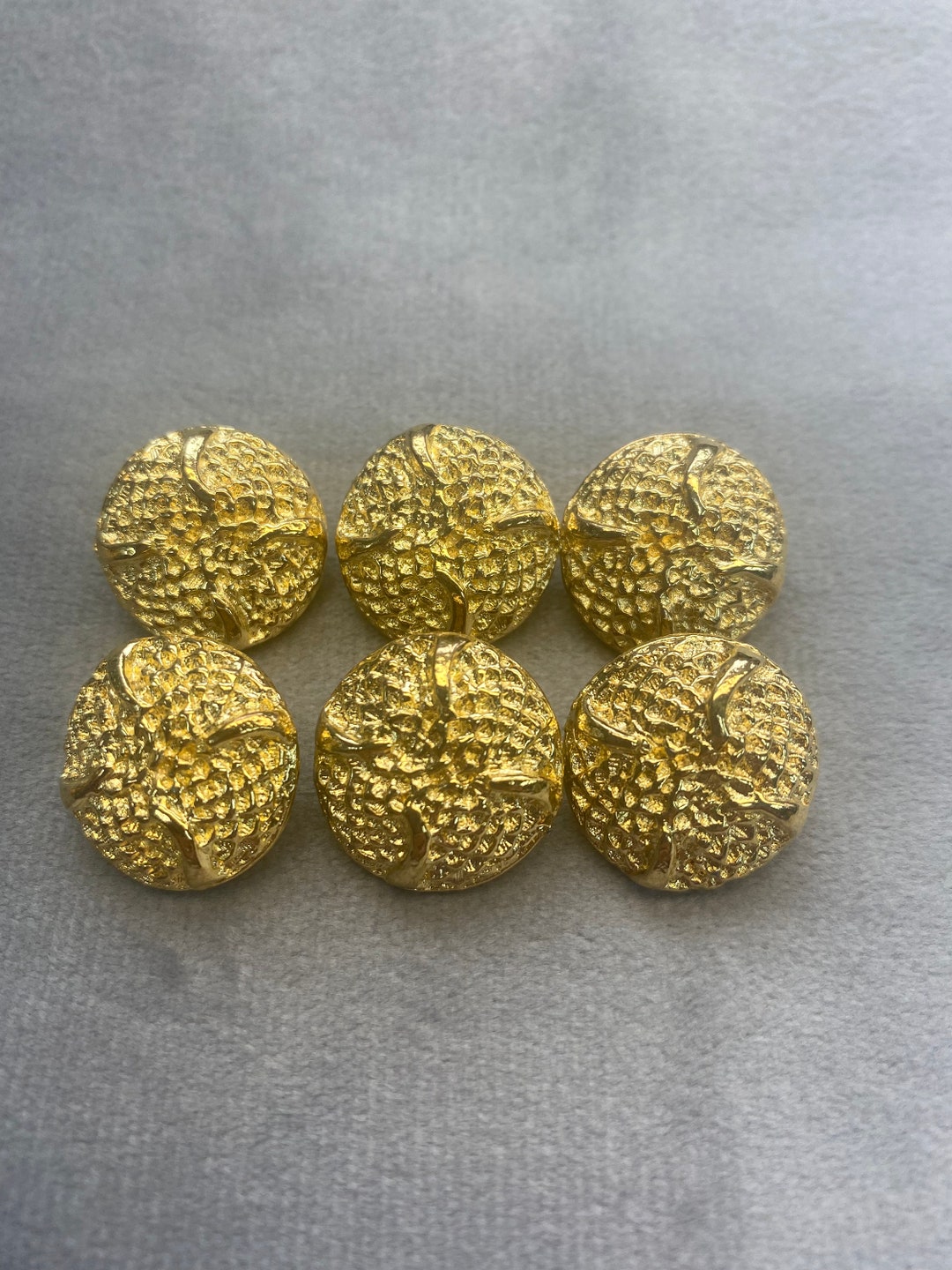 Metal Buttons Gold Tone Textured Design 18mm a Set of 6 - Etsy