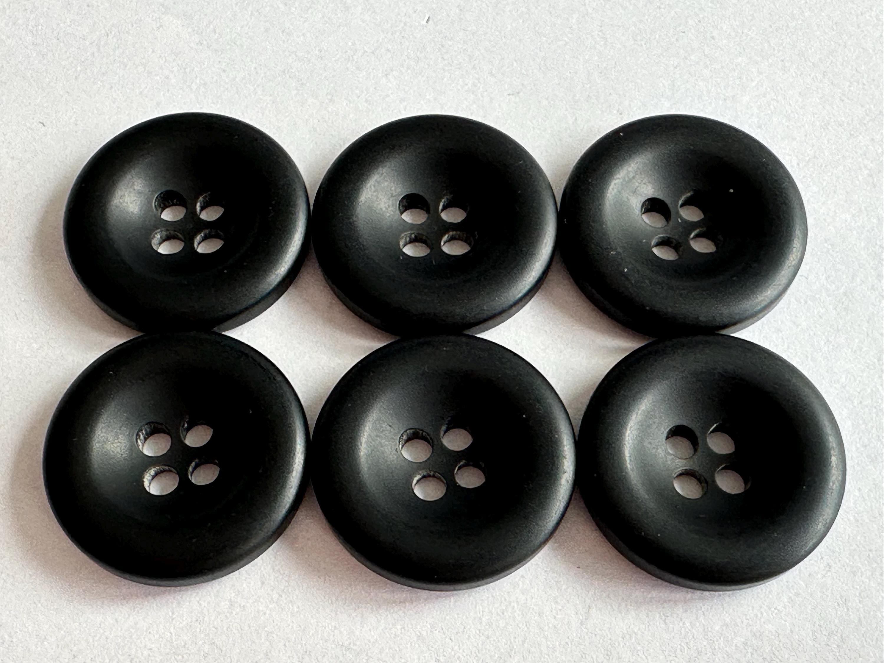 Black Buttons 25mm in a Matt Finish Chunky Design, Four-hole Sew ...