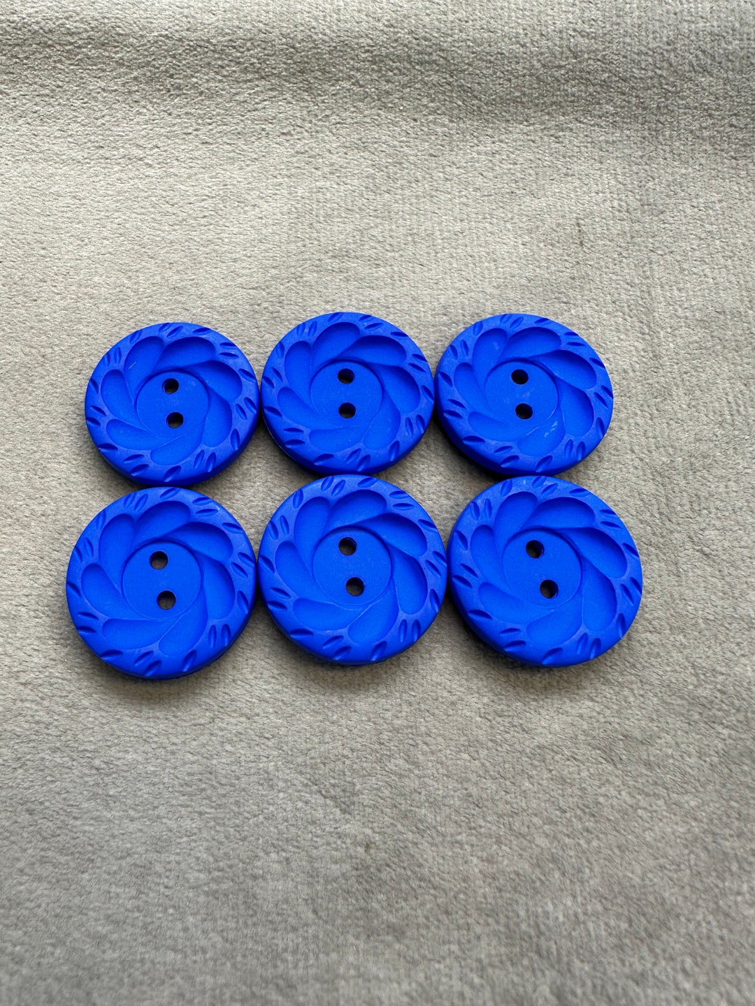 Royal Blue Buttons 23mm a Set of 6 Matt Textured Finish - Etsy