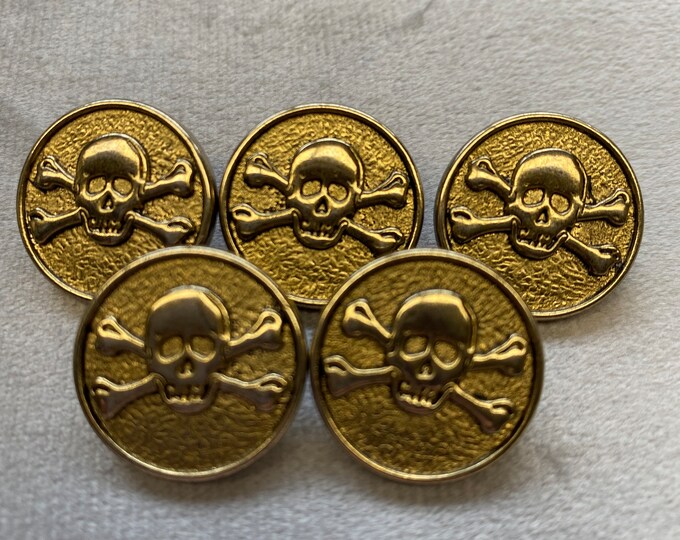Metal Buttons Skull Emblem Metal Buttons , Retro Silver Color , Shank ...
