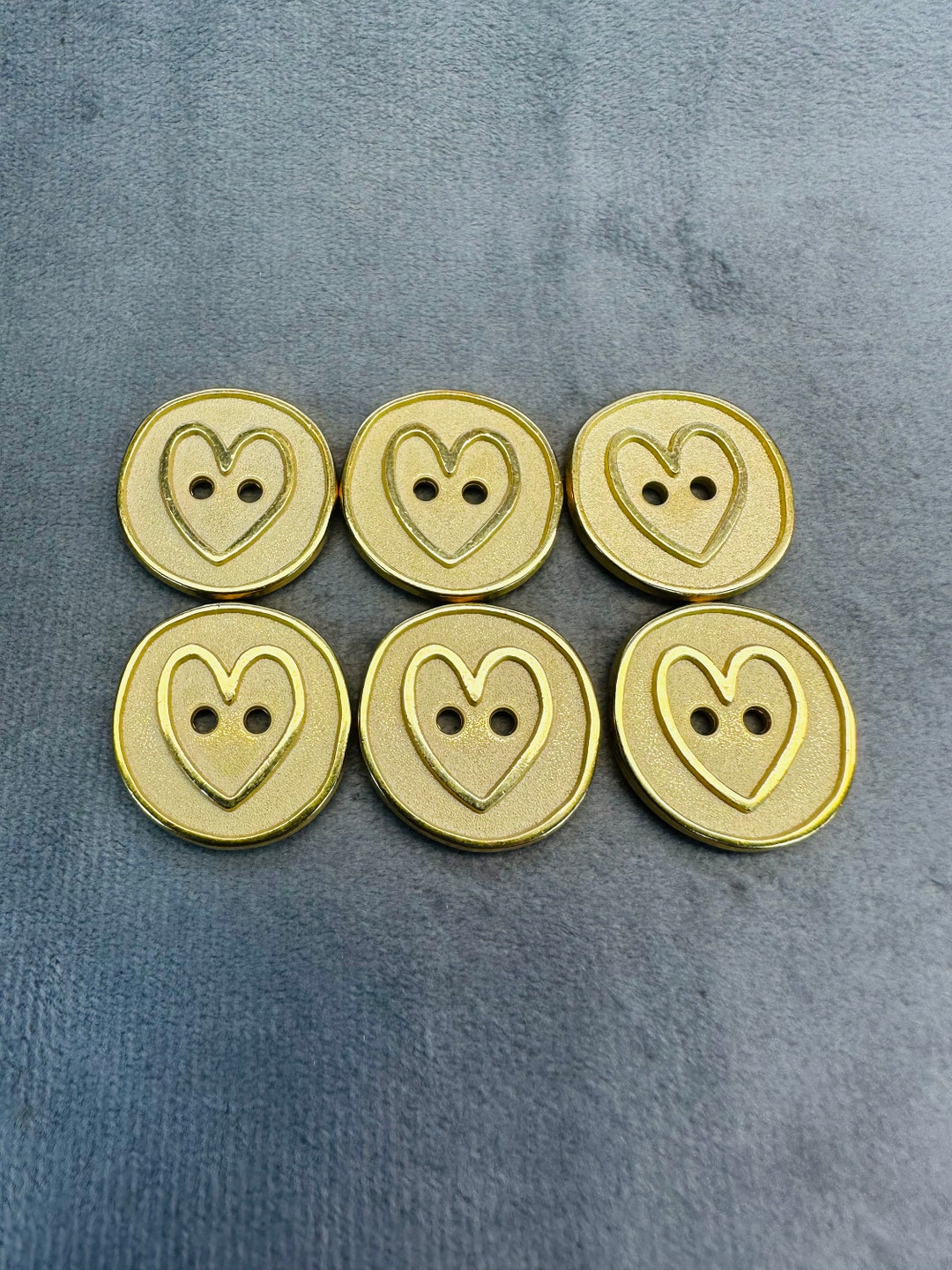 Metal Buttons Bright Gold-tone Heart Design 22mm a Set of 6 - Etsy