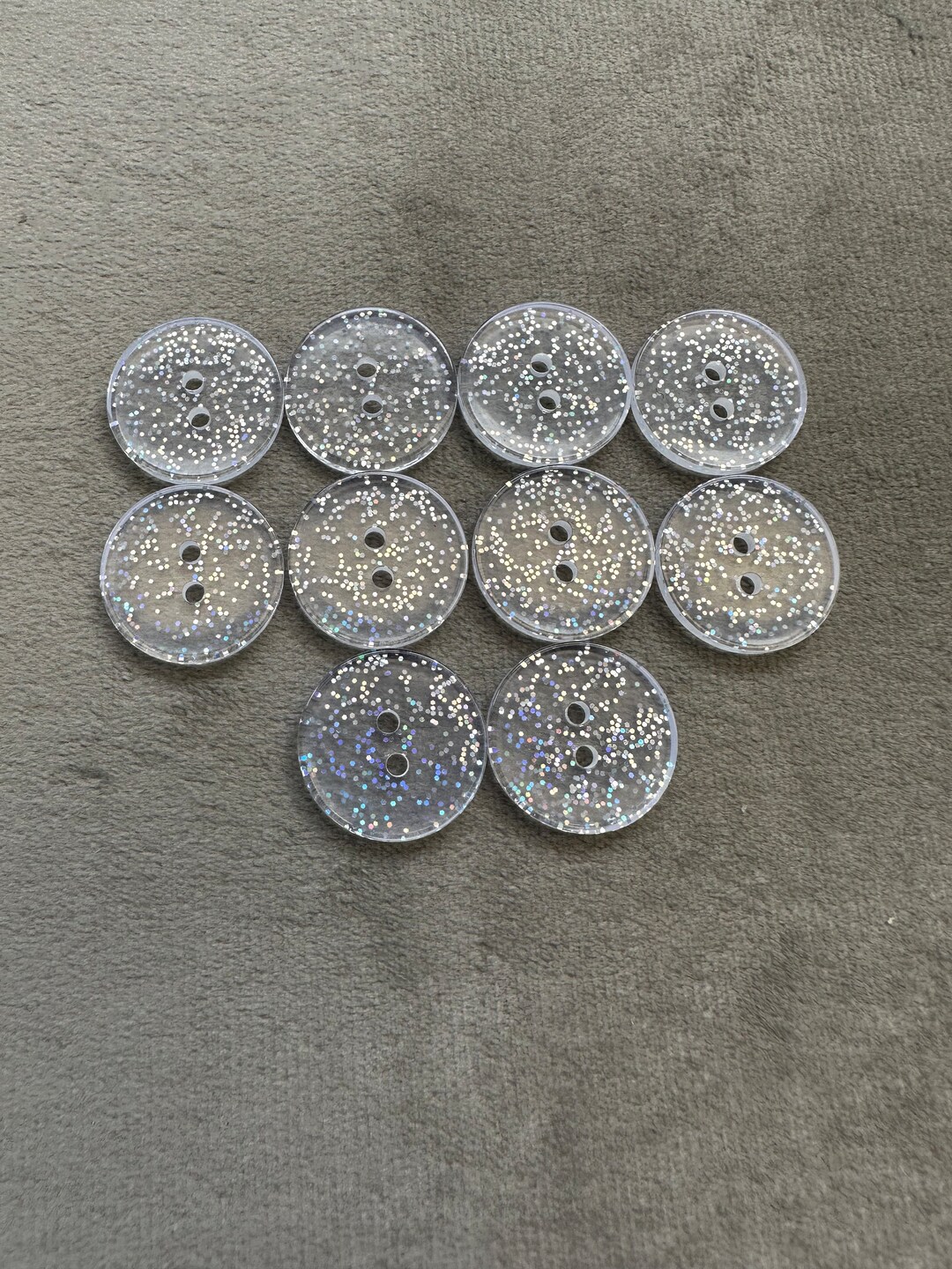 Glitter Buttons Clear With Silver Sparkle 18mm a Set of 10 - Etsy