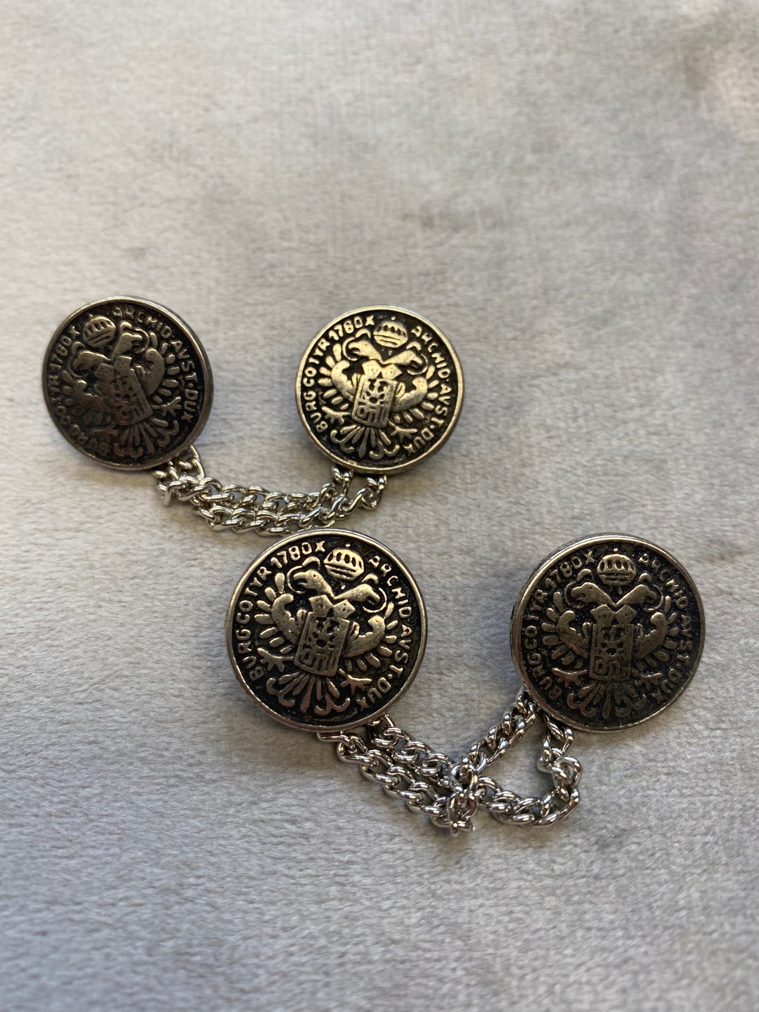 Cloak Fasteners Silver Tone Coin Design by Dill 18mm a Set of - Etsy