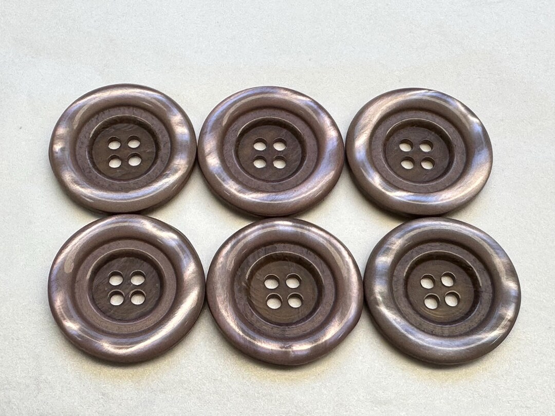 Mocha Buttons 28mm a Set of Six With a Pearlised Finish - Etsy