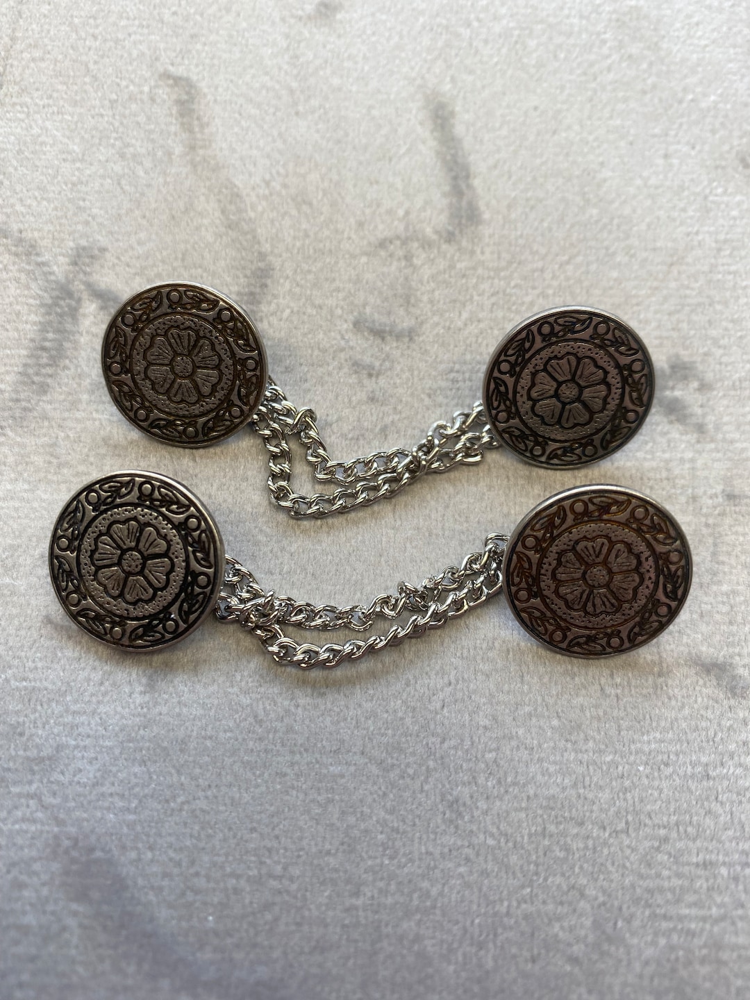 Cloak Fasteners Silver-tone Button and Chain 18mm a Set of 2 - Etsy