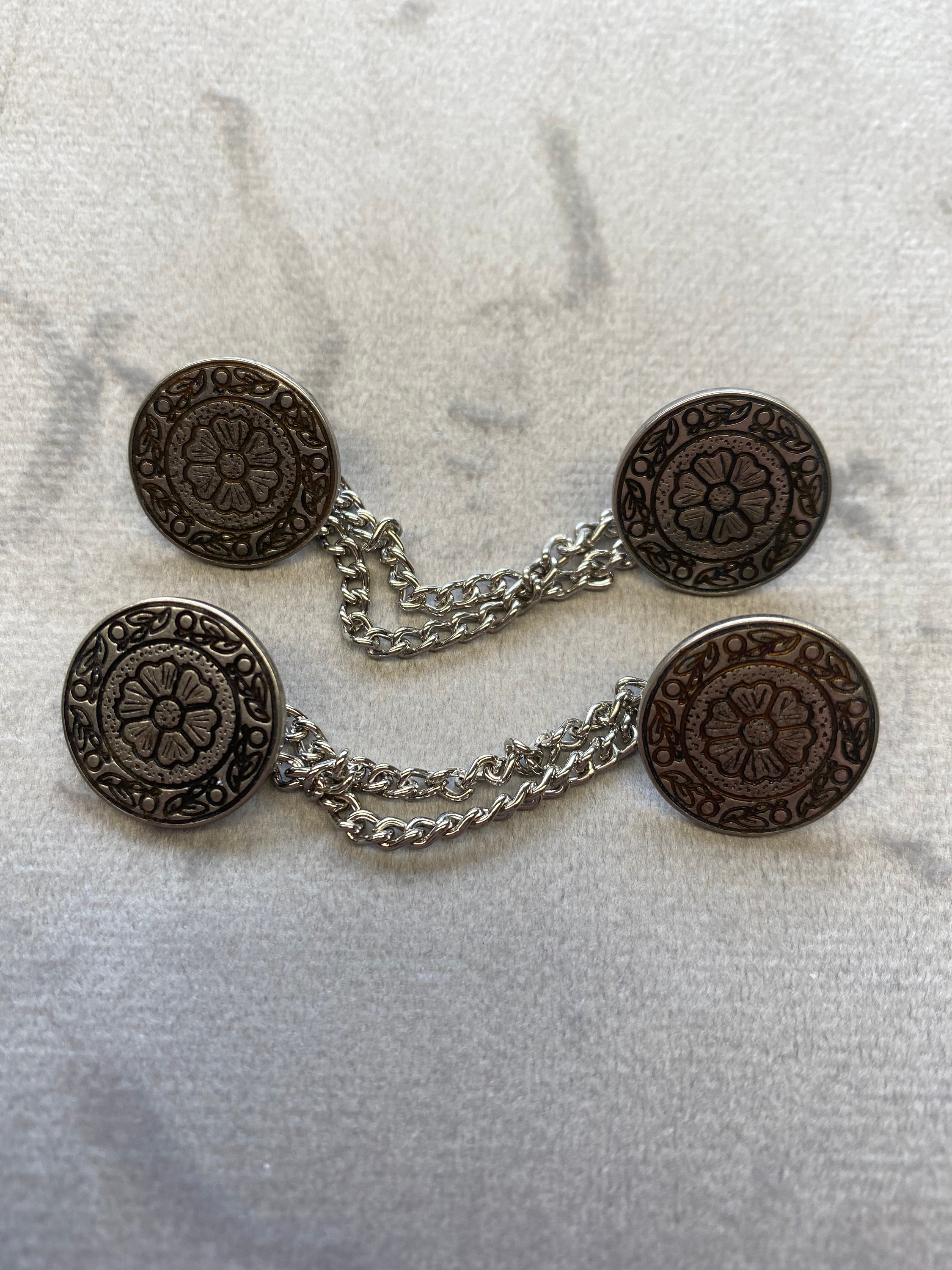 Cloak Fasteners Silver-tone Button and Chain 18mm a Set of 2 - Etsy