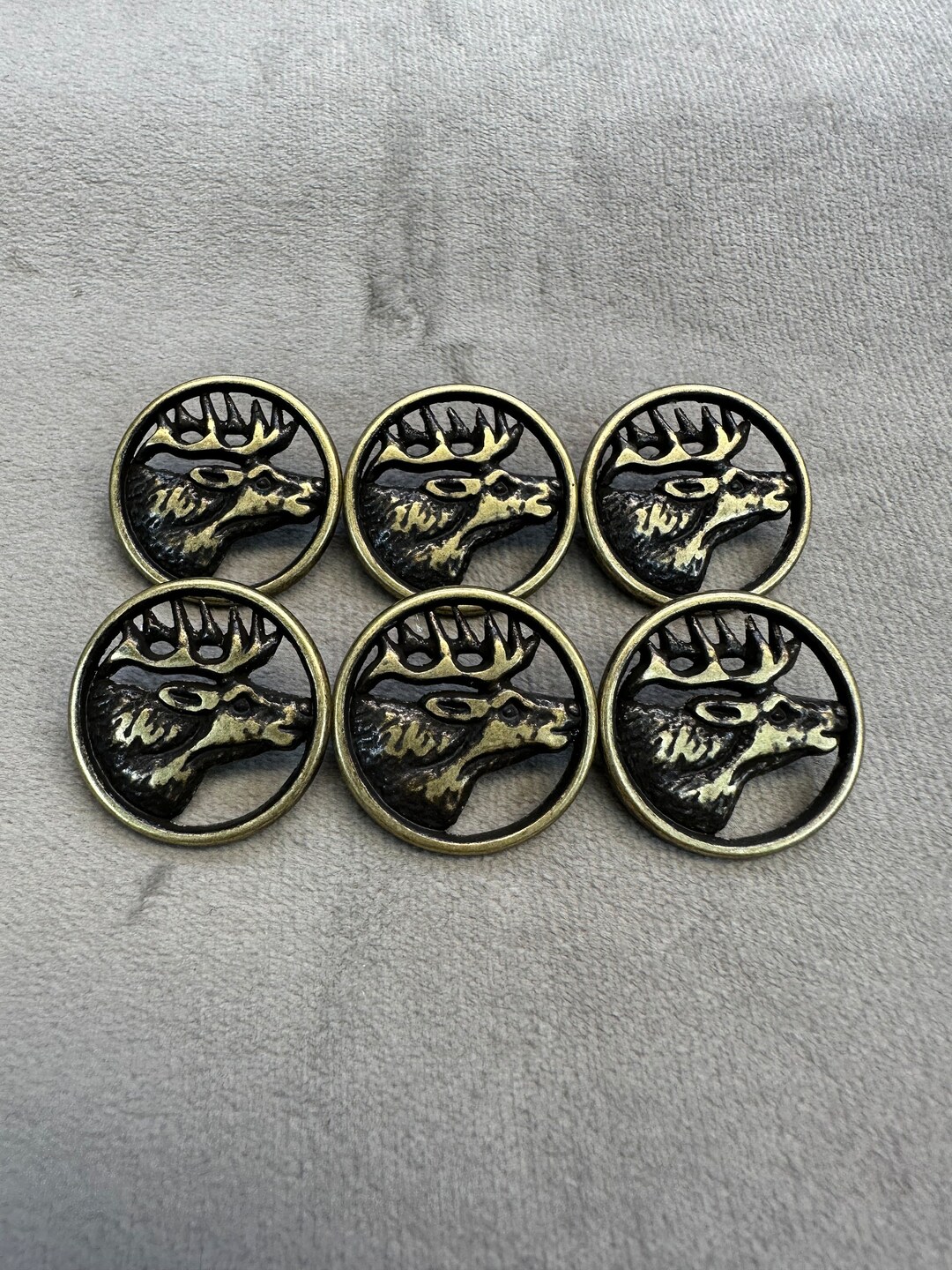 Metal Stag Buttons Aged Gold Effect 24mm a Set of 6 - Etsy