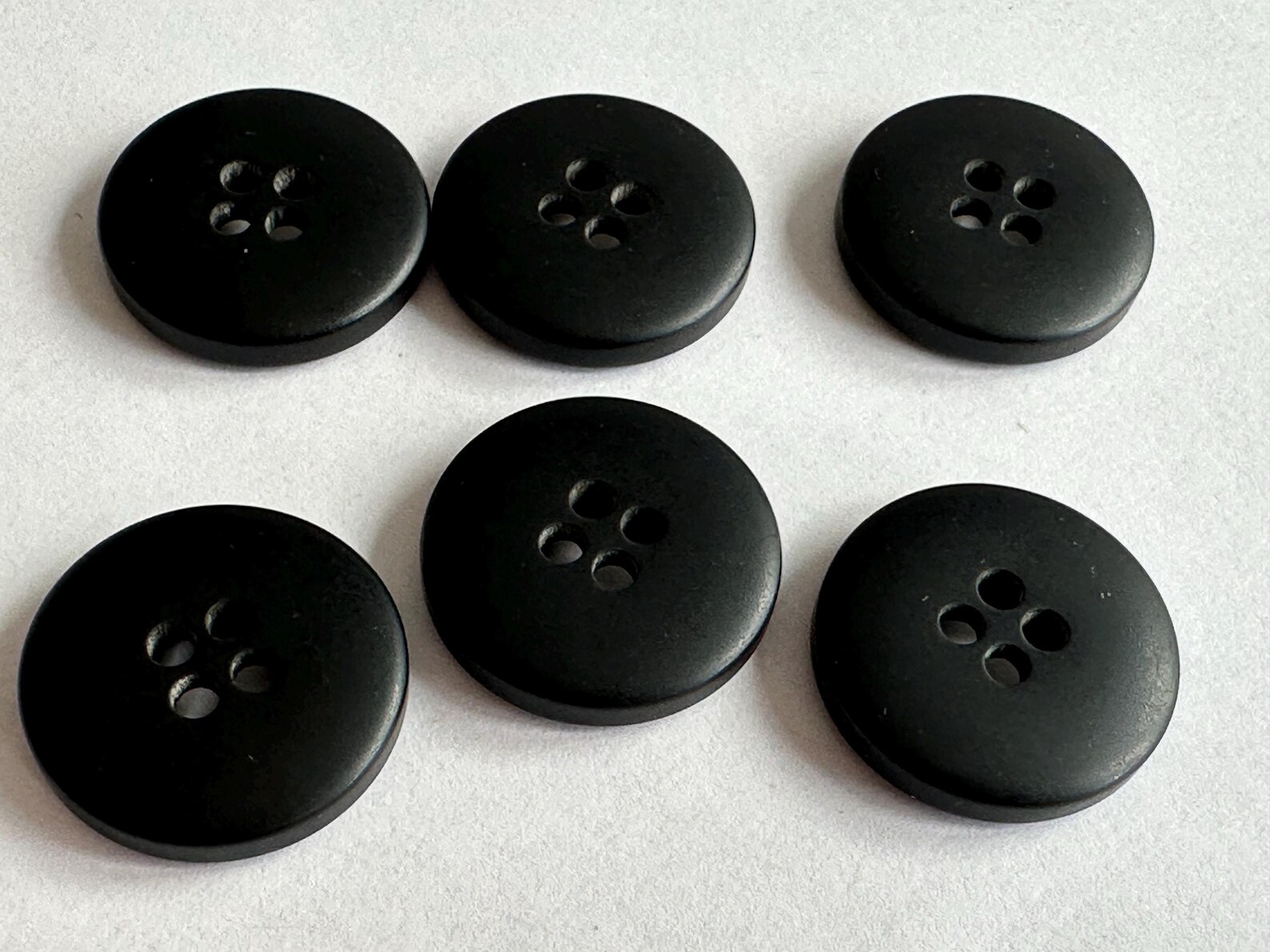 Black Buttons 25mm in a Matt Finish Chunky Design, Four-hole Sew ...