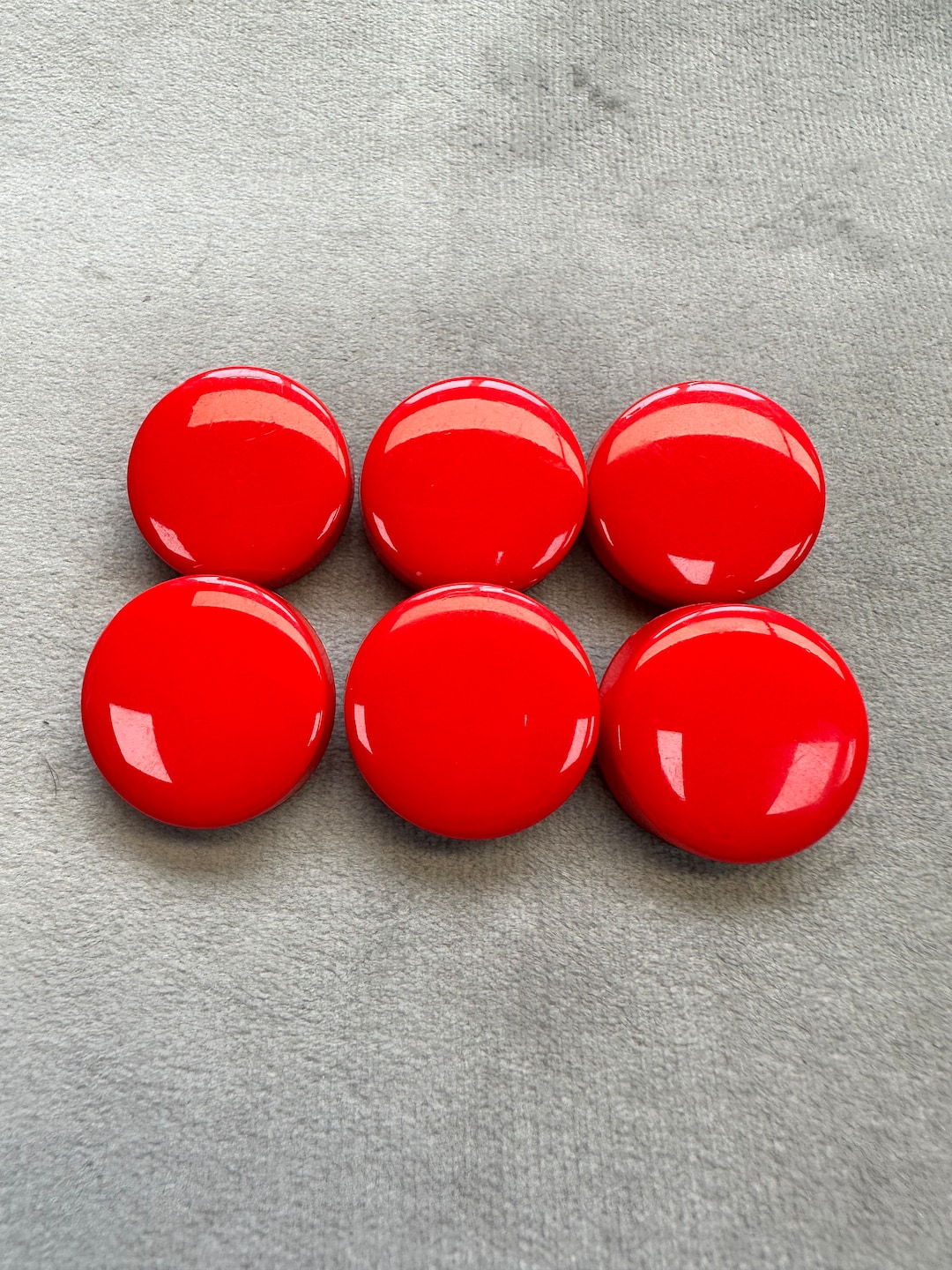 Red Buttons 25mm Glossy Finish a Set of 6 - Etsy