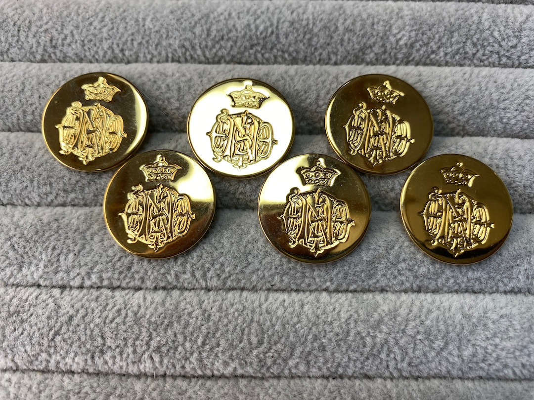 Metal Blazer Buttons Gold Tone Coat of Arms Design 22mm a Set of 6 - Etsy