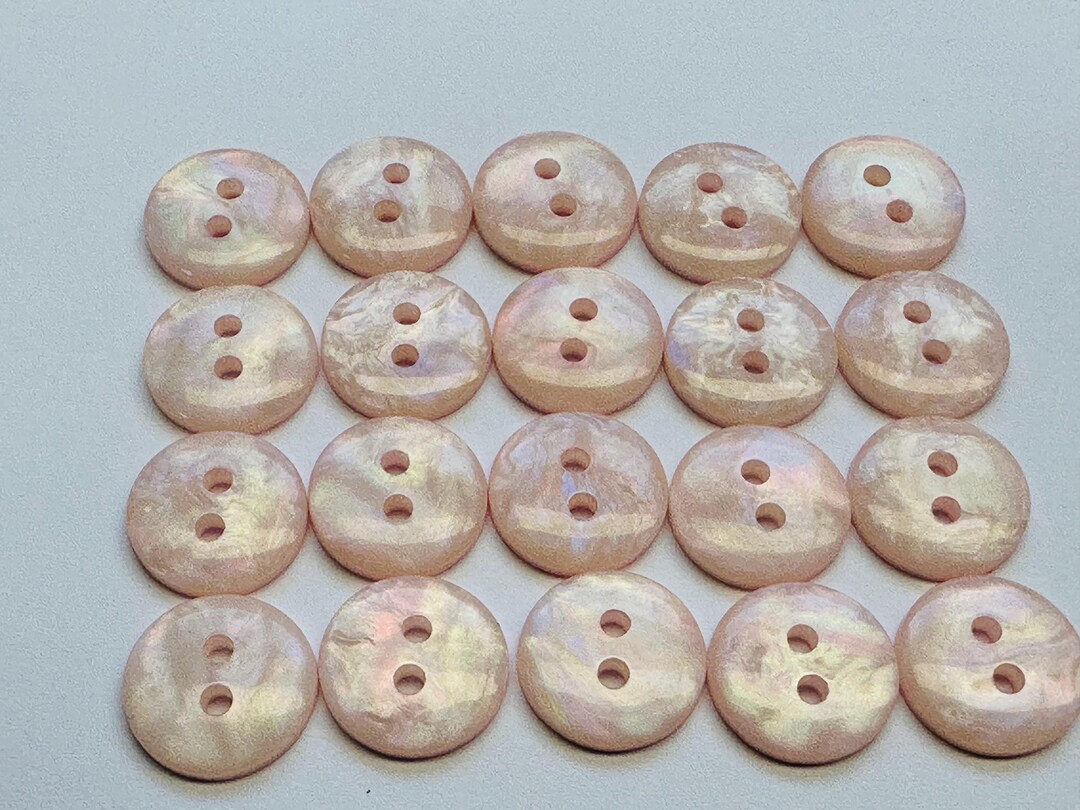 Pastel Pink Buttons 12mm Sew Through Iridescent Finish a Set of Twenty ...