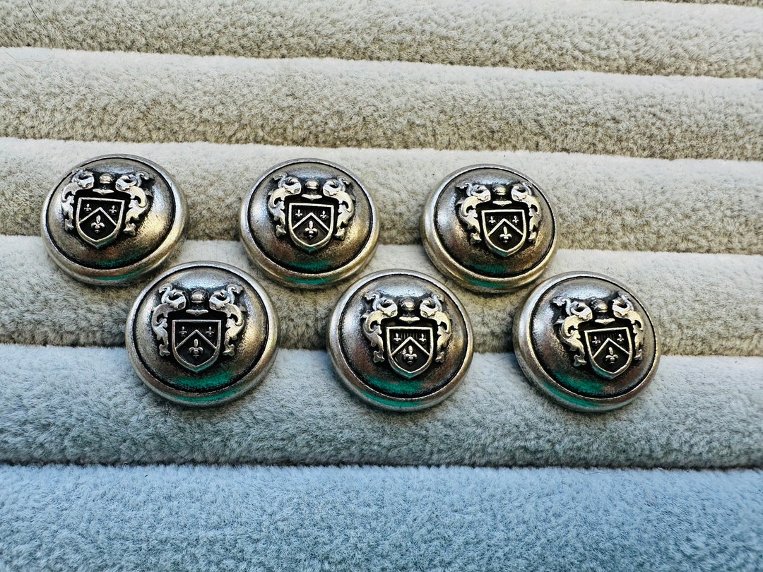 Metal Blazer Buttons Aged Silver Effect 20mm a Set of 6 - Etsy