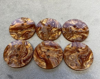 Metal Buttons Copper Tone and Turquoise 21mm a Set of 6 - Etsy