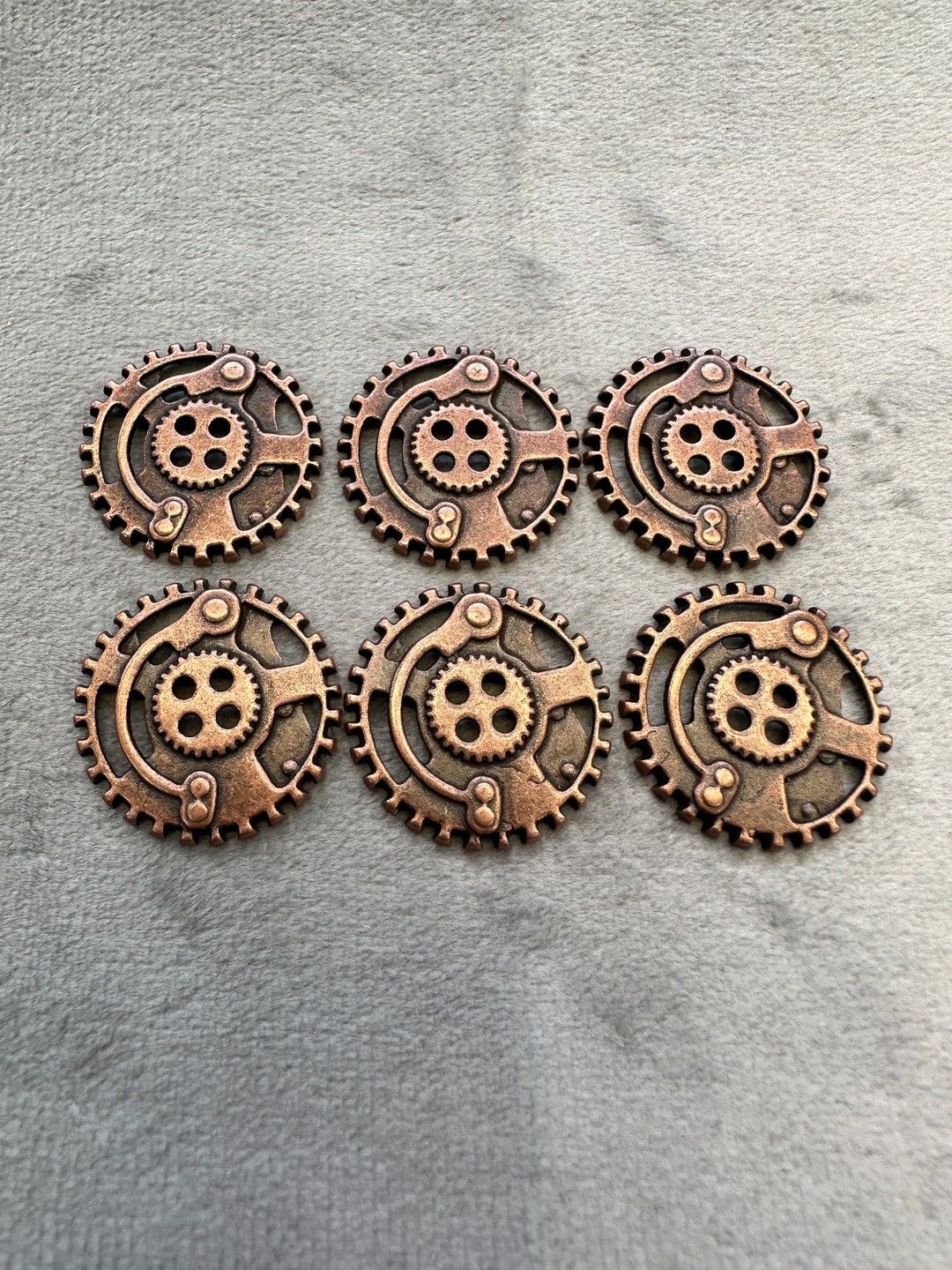 Metal Buttons Copper Tone Steampunk Design by Dill 23mm a Set of 6 - Etsy