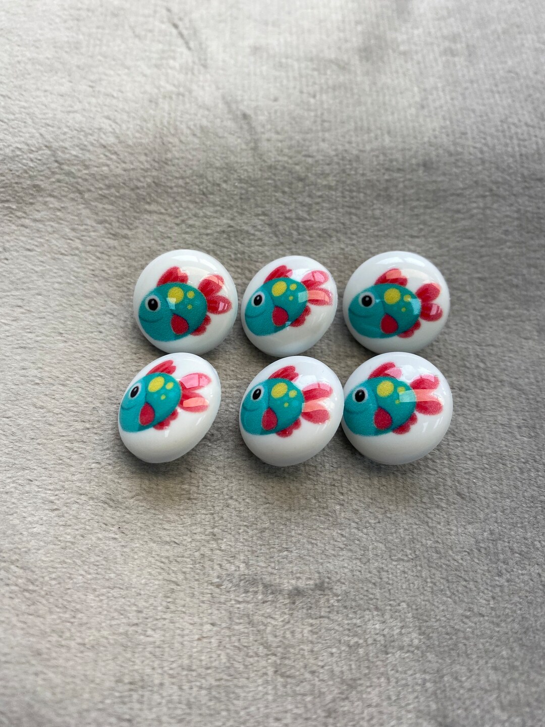 Fish Buttons Bright Colours on a White Background 15mm a Set of 6 - Etsy