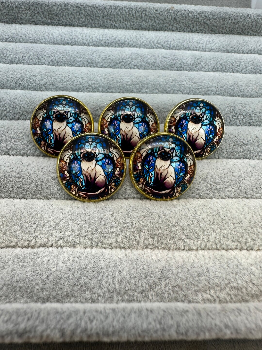Siamese Cat Buttons Glass and Metal 21mm a Set of 5 - Etsy