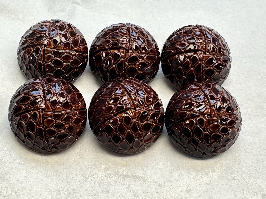 Brown Buttons 23mm a Set of Six Mock Croc Effect on a Shank - Etsy