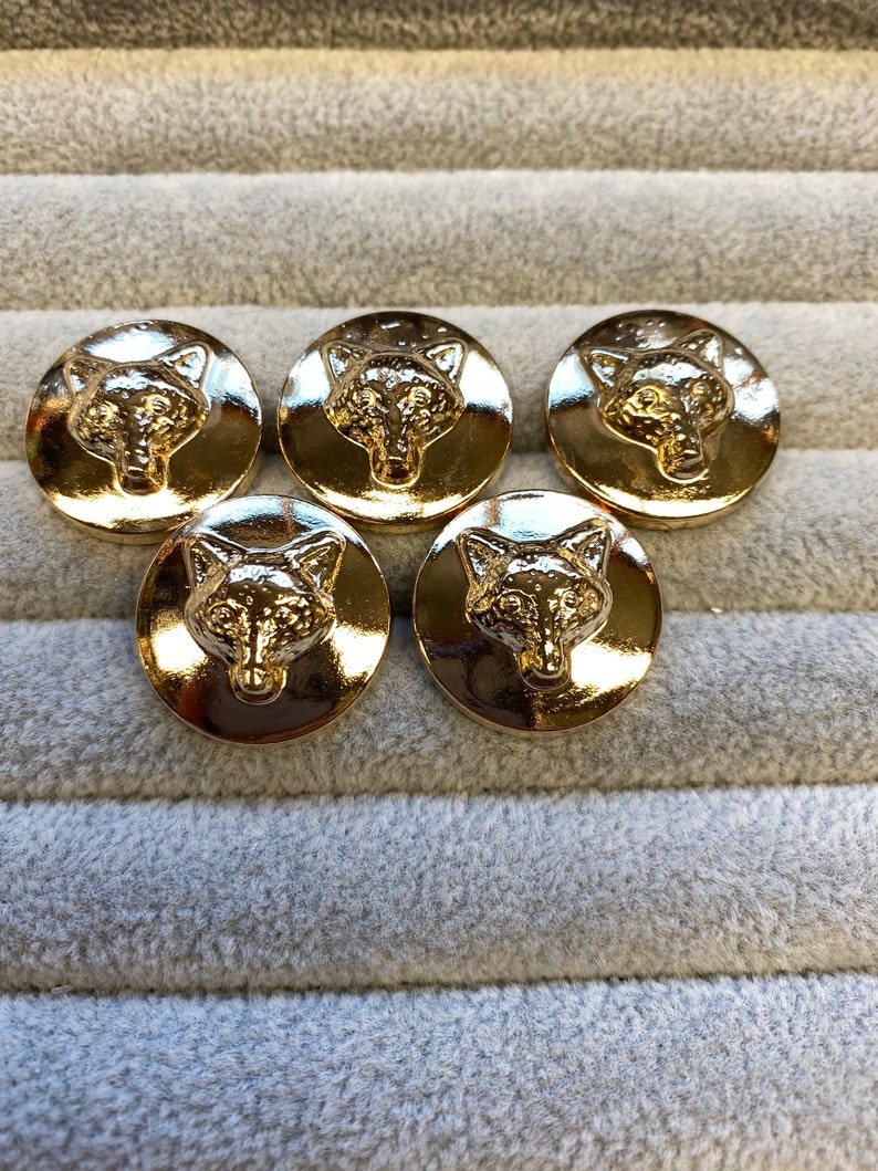 Fox Buttons Gold Tone Metal 21mm a Set of 5 - Etsy