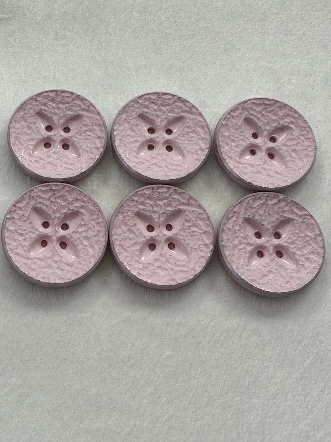 Pink Buttons Colour Wash Effect a Set of 6, 25mm Sew Through From Italy ...