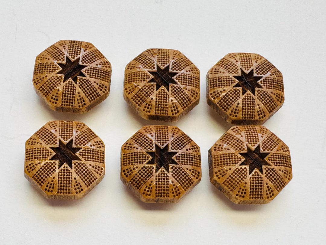 Wooden Buttons 19mm Hexagon Design on a Shank a Set of Six - Etsy