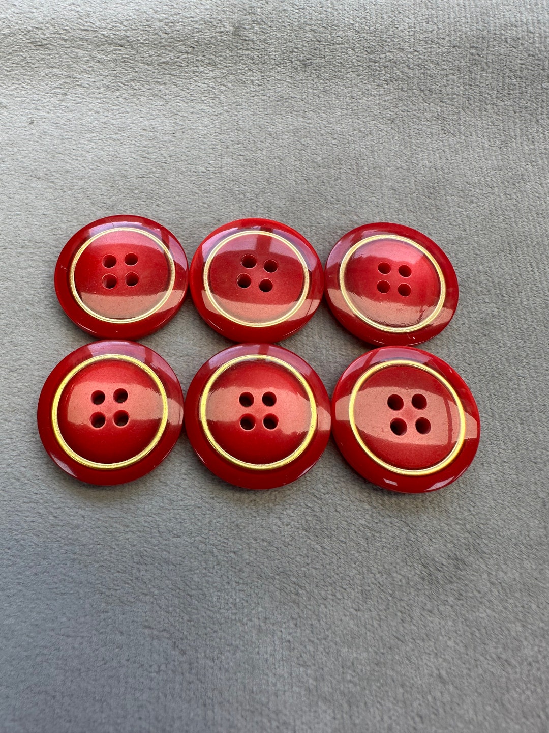 Ombre Buttons Red With Gold-tone Detail 23mm a Set of 6 - Etsy