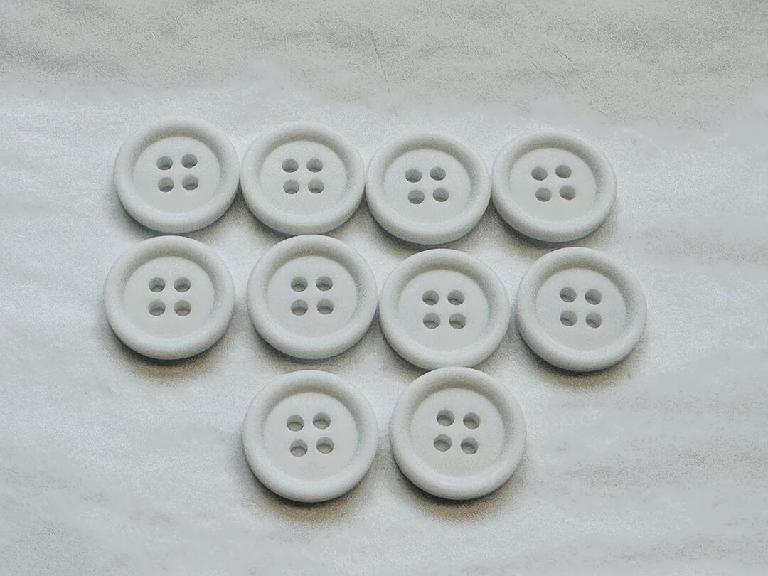 White Buttons 18mm Classic Style Matt Finish Sold as a Set of Ten ...